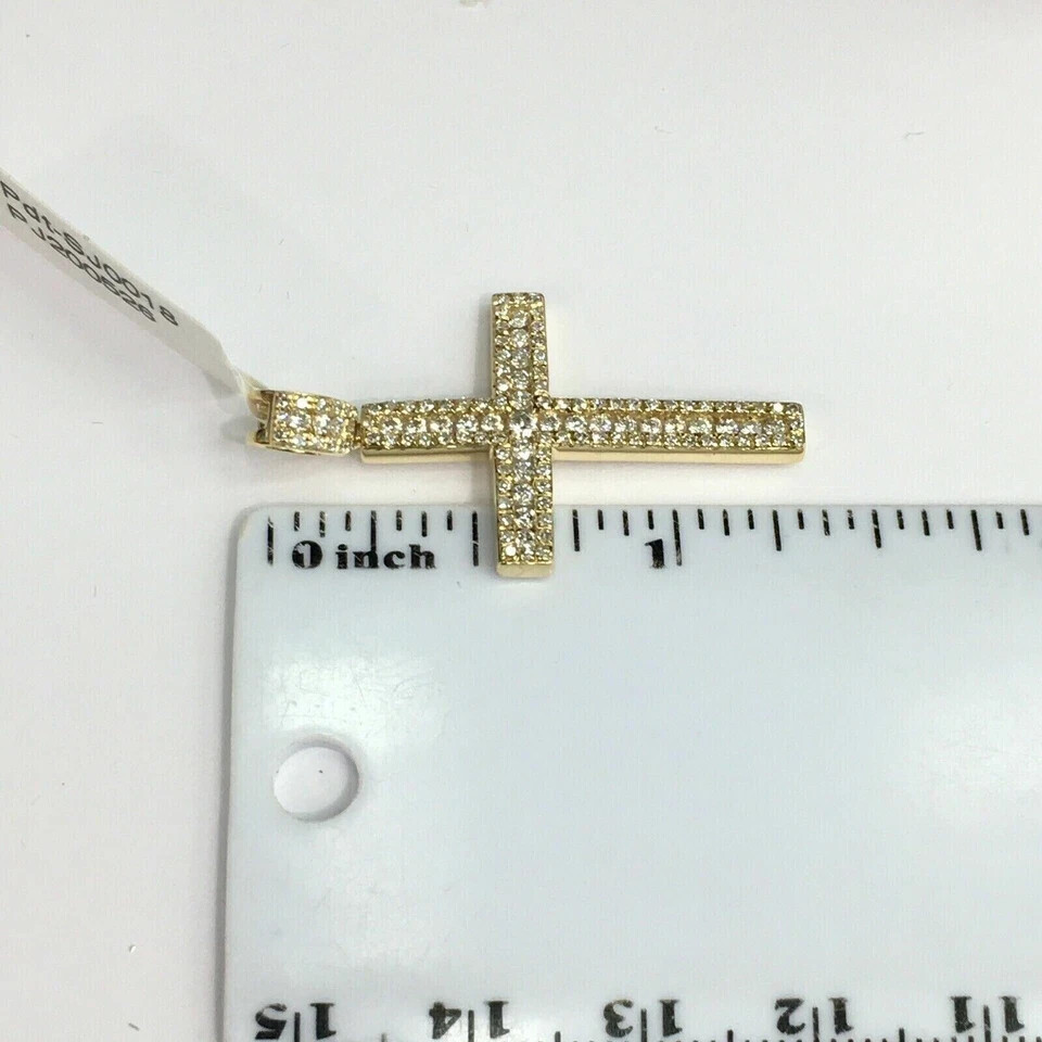 2Ct Round Lab Created Diamond Cross Pendant 14K Yellow Gold Plated ...