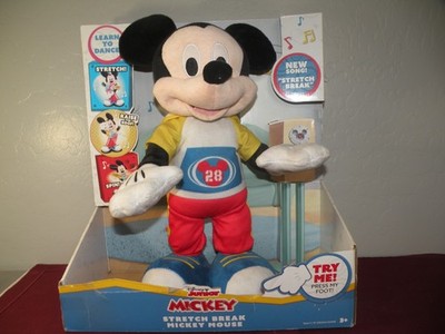 Disney Junior Stretch Break Mickey Mouse Plush Doll Dancing Singing Box ...
