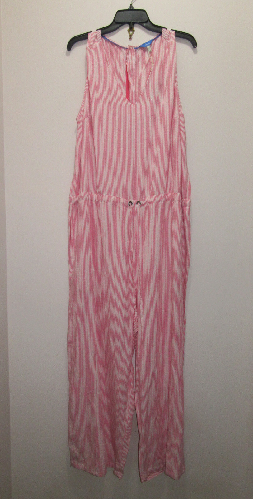 JOULES ANGELA JUMPSUIT SLEEVELESS DRAWSTRING BELT STRIPED PINK SIZE 14 ...