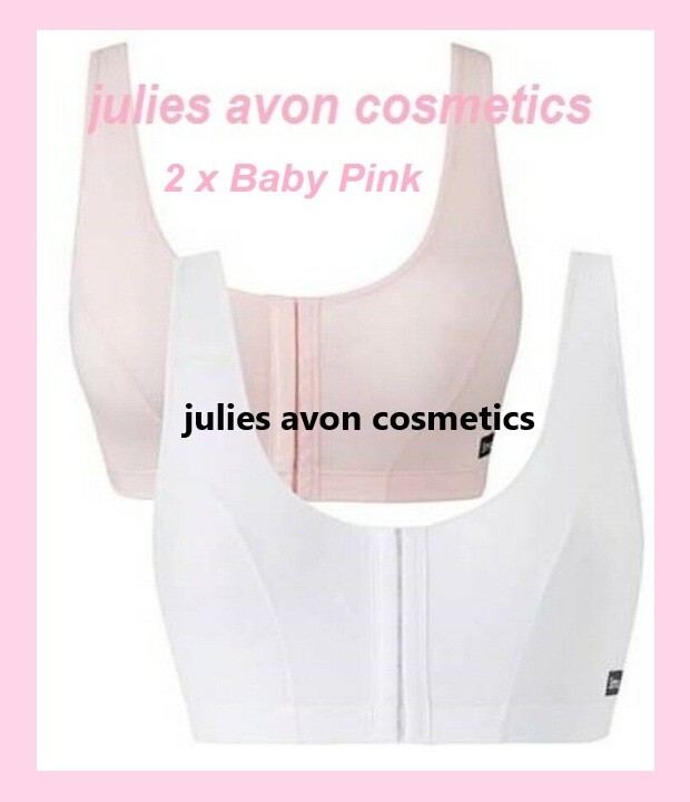 2x Slimma Front Fastening Hook & Eye Cotton Rich Bra Tops, Sleep Bra ...