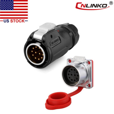 CNLINKO 12 Pin Power Connector Male Plug & Female Socket Waterproof ...