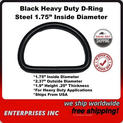 Dee Rings D-Ring 1.75" Inside Diameter Black Steel WELDED Heavy Duty ...