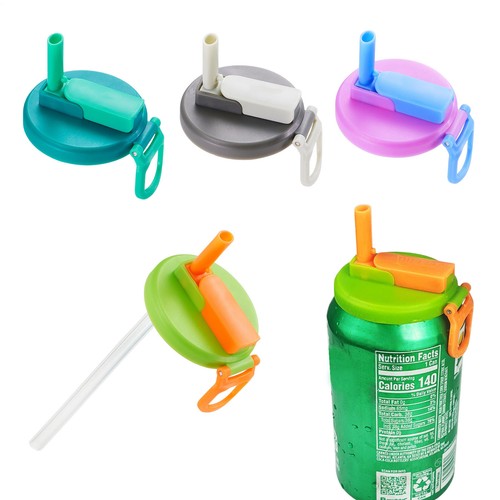 Reusable Soda Can Lid & Straw – Spill Proof Cap for Beer, Juice or Soft ...