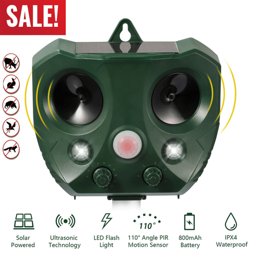 Outdoor Solar Ultrasonic Power Pest Animal Repeller Repellent Garden ...