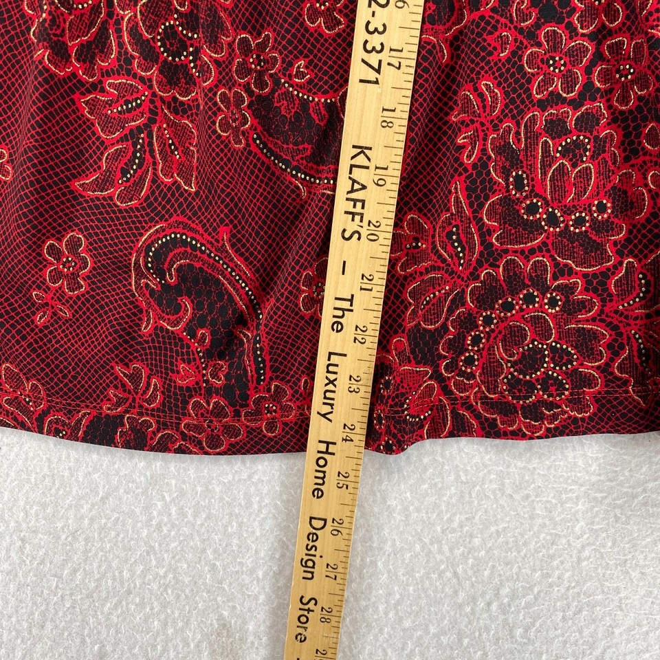 SUSAN GRAVER Blouse M Floral Baroque Liquid Knit Scoop Stretch Long ...