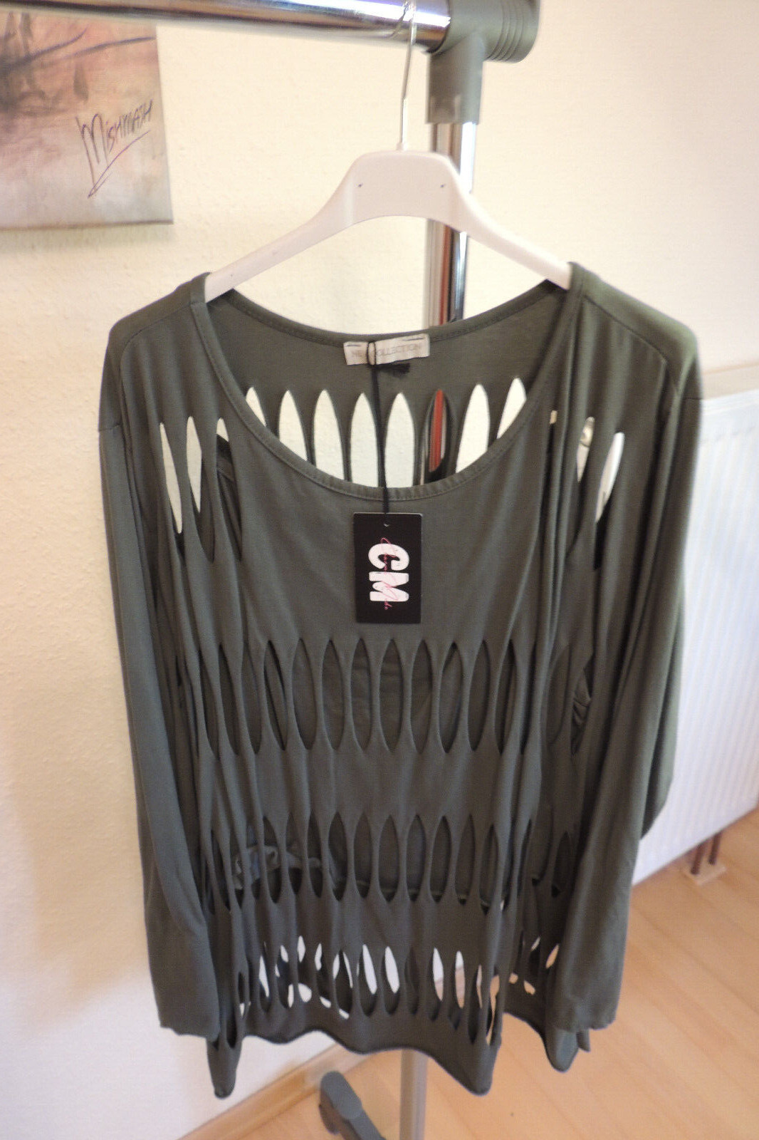 Neu Langarm Netz cut out Shirt Lochi Hängerchen Untertop Made Italy Gr ...