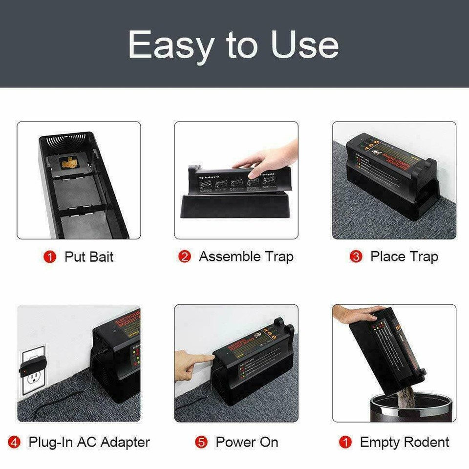 3PK Electronic Mouse Rat Trap Pest Control Electric Rodent Zapper Home ...