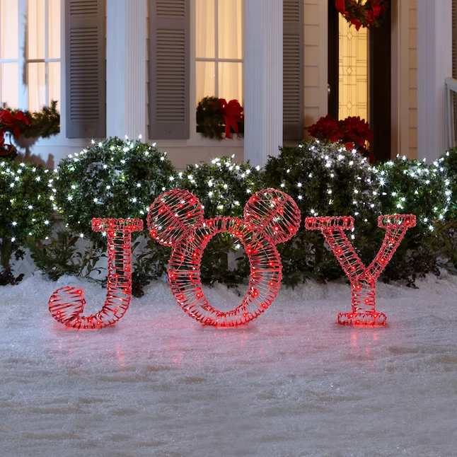 Joy Sign Outdoor Christmas Decoration 39" Lighted Red & Green 'Joy'