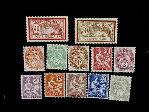 nystamps French Offices Abroad Crete Stamp # 1-12 Mint OG H $80 ...