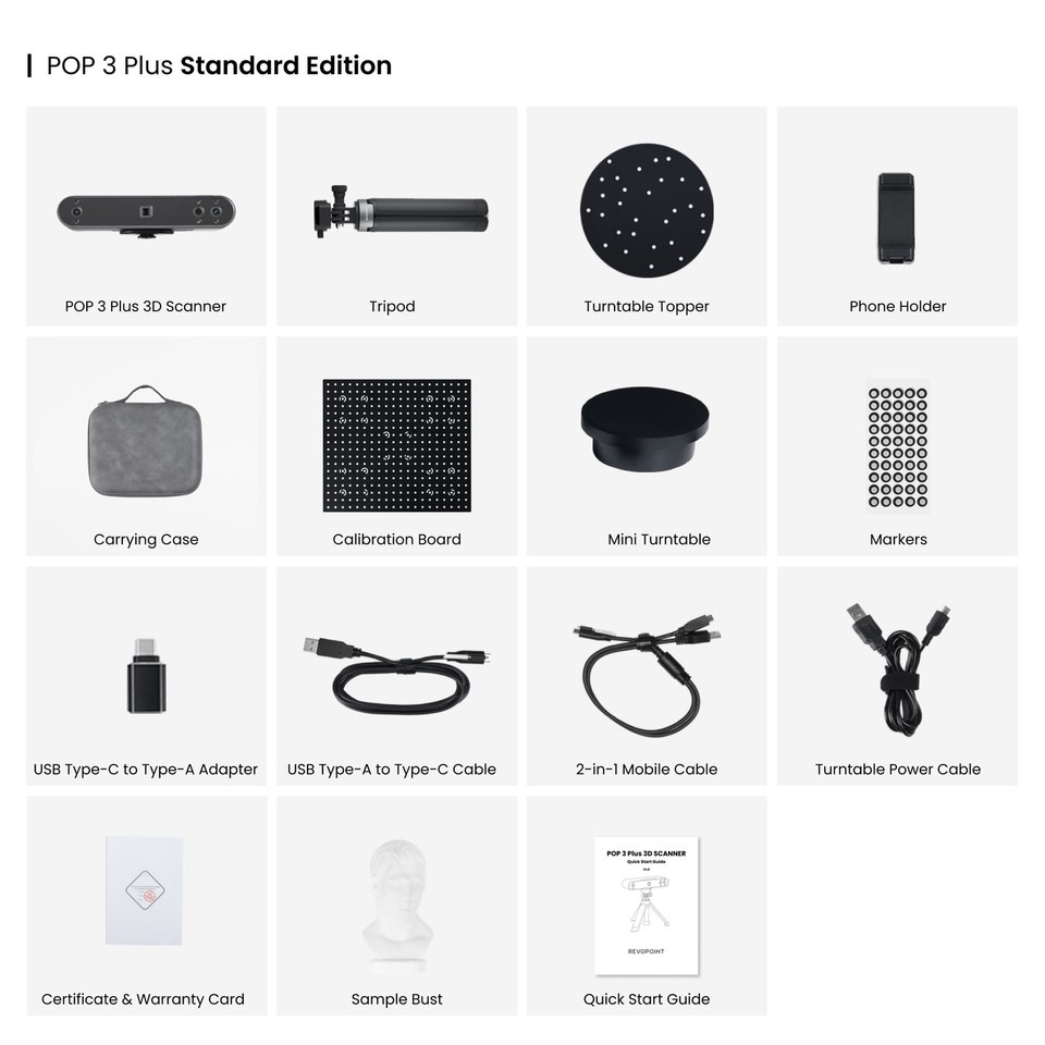 Revopoint POP 3 Plus 3D Scanner Handheld For 3D Printer 0.04 mm ...