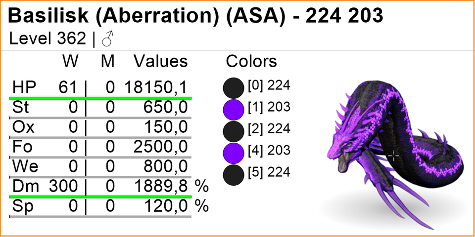 Basilisk TOP STATS 362 LEVEL Ark Survival Ascended Official PVE | eBay