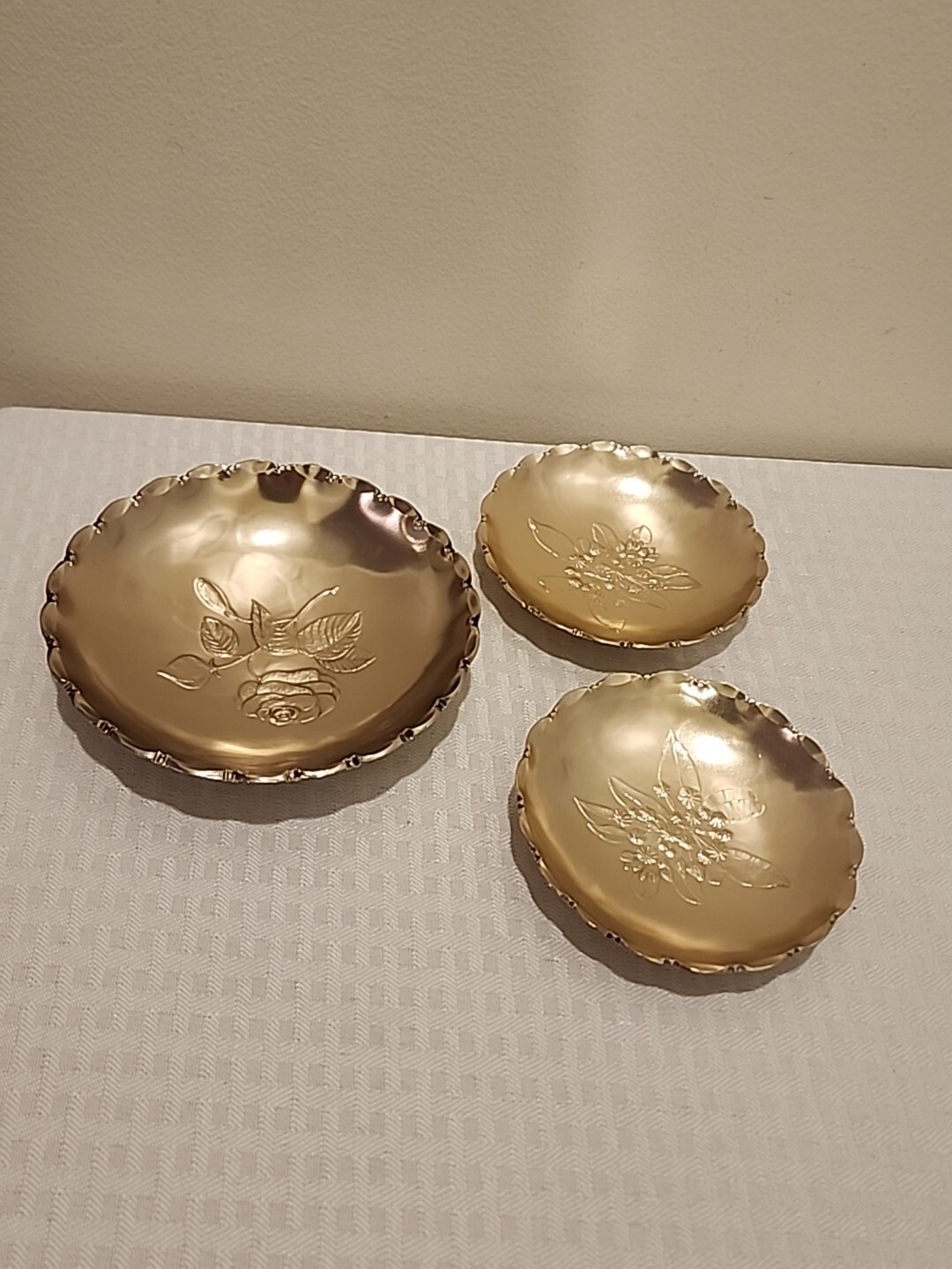 Arthur Armour Aluminum Lot Of 3 Scalloped Trinket Dish Bowl Flower ...