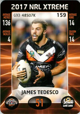 2017 WESTS TIGERS NRL Card JAMES TEDESCO | eBay