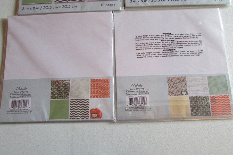 NIP Lot of 4 Packs of 12 8x8 Piece Assorted Craft Paper By Michaels | eBay