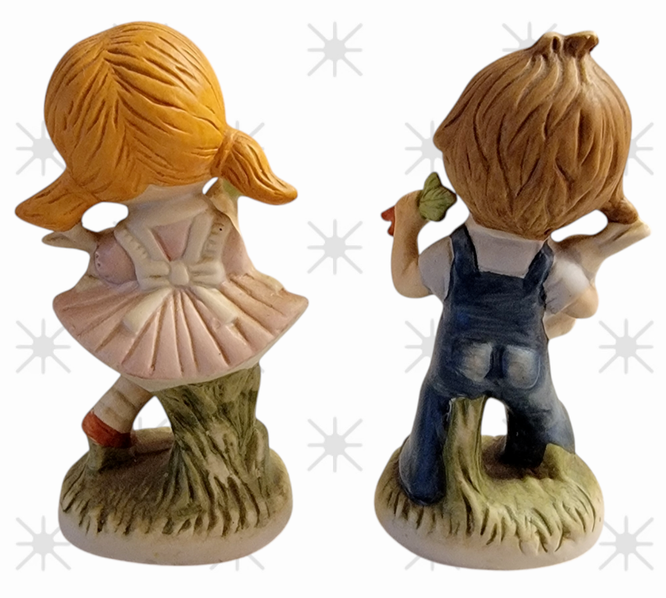 Vintage Little Boy & Girl Figurine Bunny Rabbit and carrot Hummel 2 Set ...