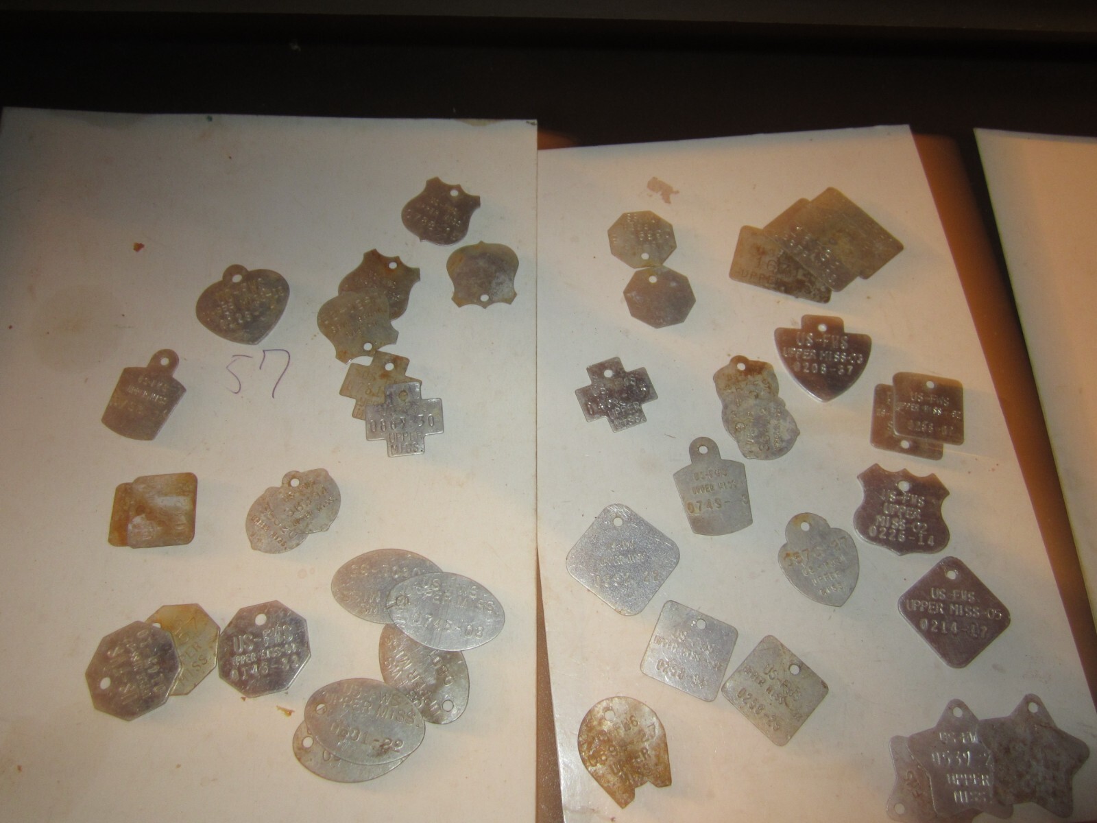 LOT OF 43 Vintage ALUMINUM US FWS Upper Mississippi Trap Tags | eBay