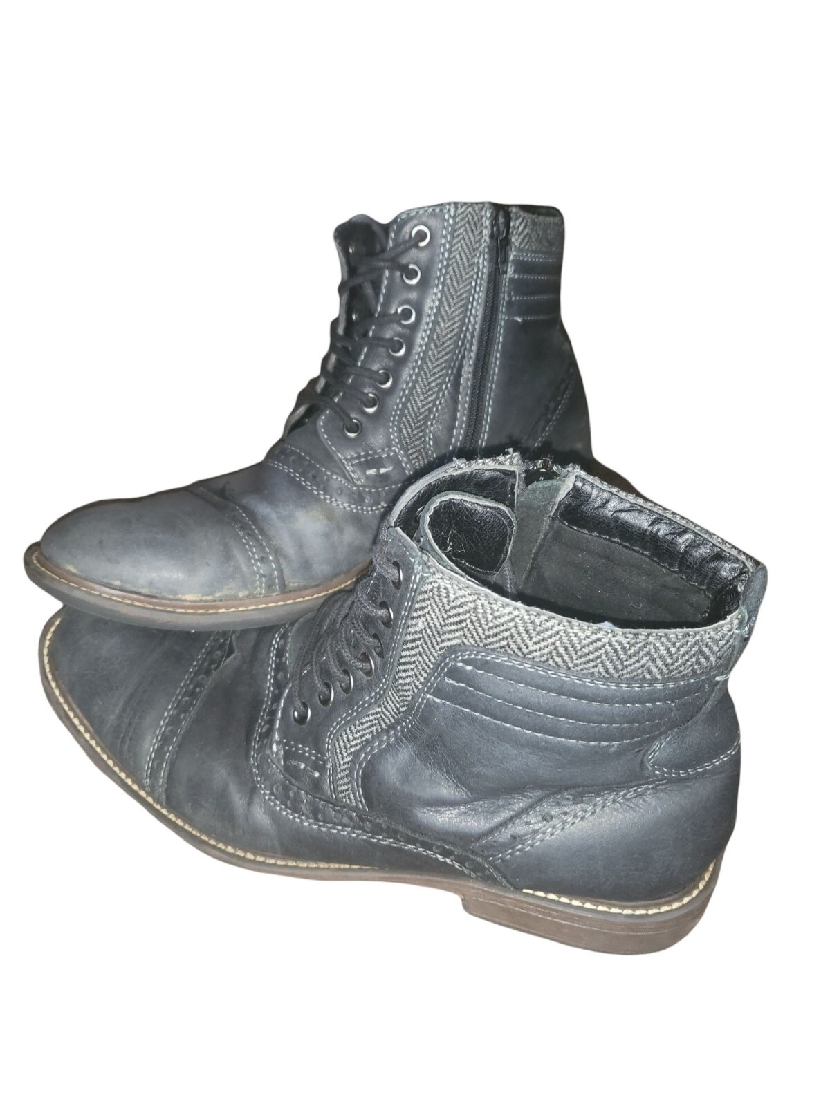 Steve Madden Trentin Combat Boots Men Sz 9.5 Lace Up Black Leather ...