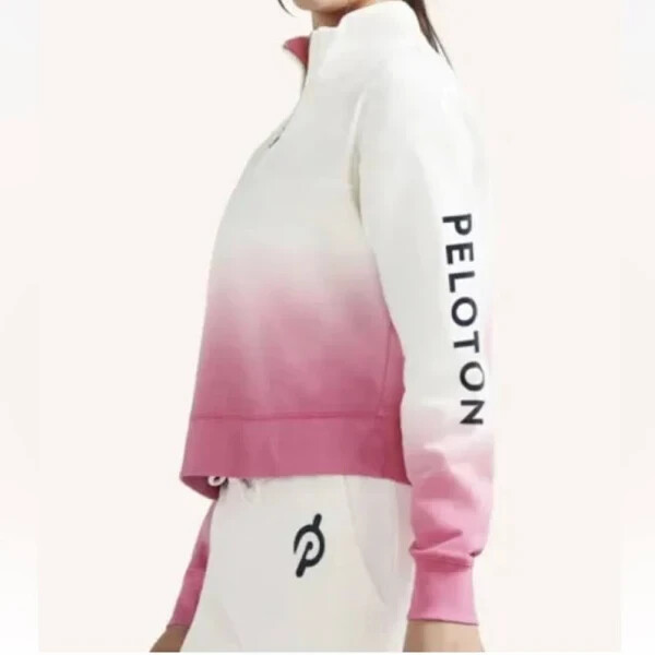 PELOTON Pink OMBRE 1/2 Zip Pullover Sweatshirt Womens Size LARGE $72 ...