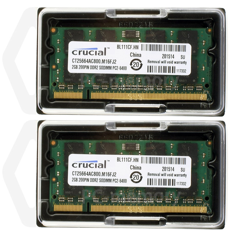 CRUCIAL DDR2 2GB 4GB 8GB PC2-6400 800 MHz 200PIN PC2-5300 Laptop SO ...