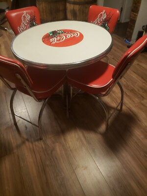 Authentic Coke table with 4 chairs branded table and chair backs vinyl ...