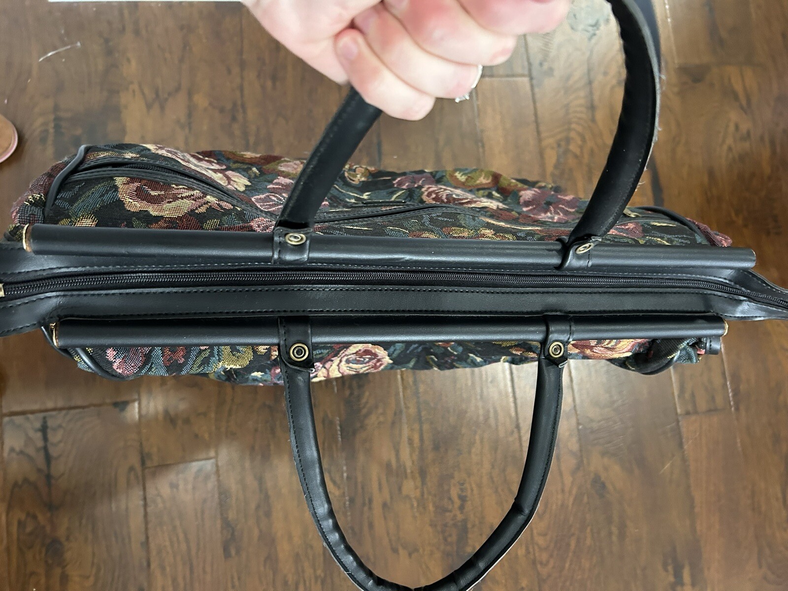 Large Vintage Floral Lexi Luggage Tapestry Bag Removable Strap Zip ...