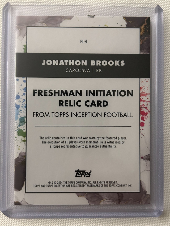 2024 Topps Inception Jonathan Brooks - Freshman Initiation Relic ...