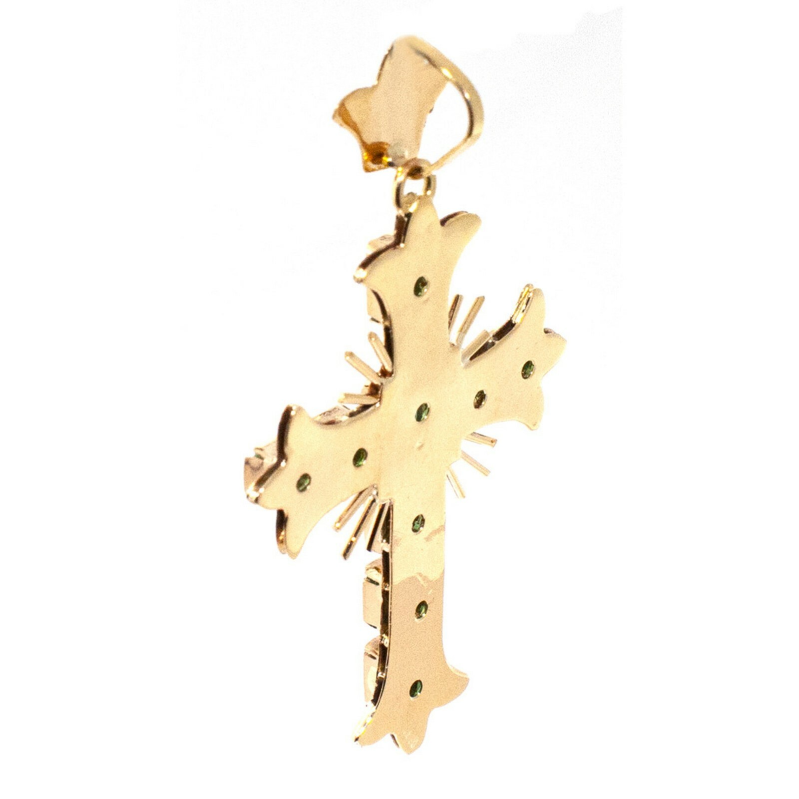 18K Yellow Gold Colombian Emerald Cross Pendant 40.0mm X 28.5mm | eBay