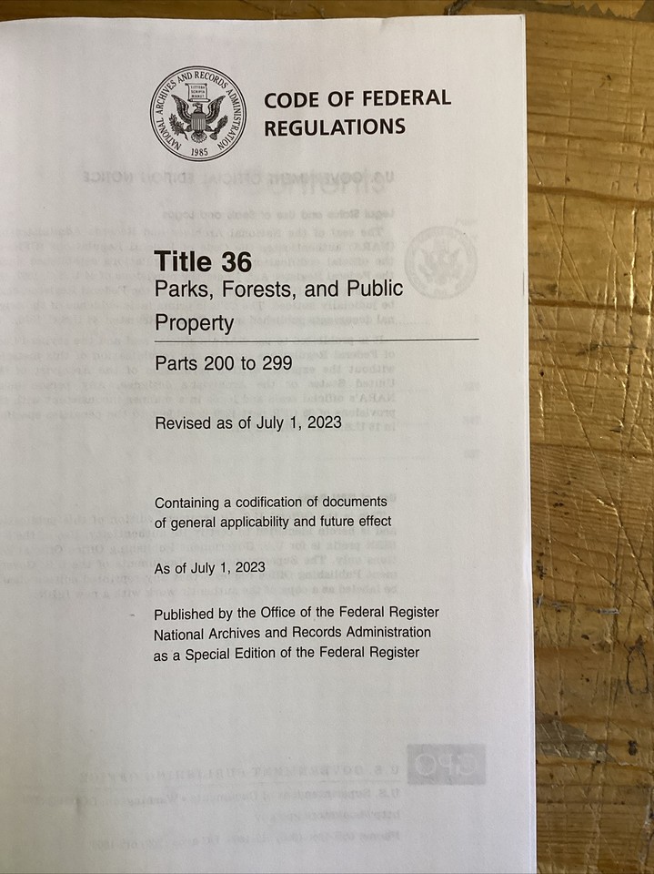 Codes Of Federal Regulations CFR Parked Forests And Public Property 200 ...