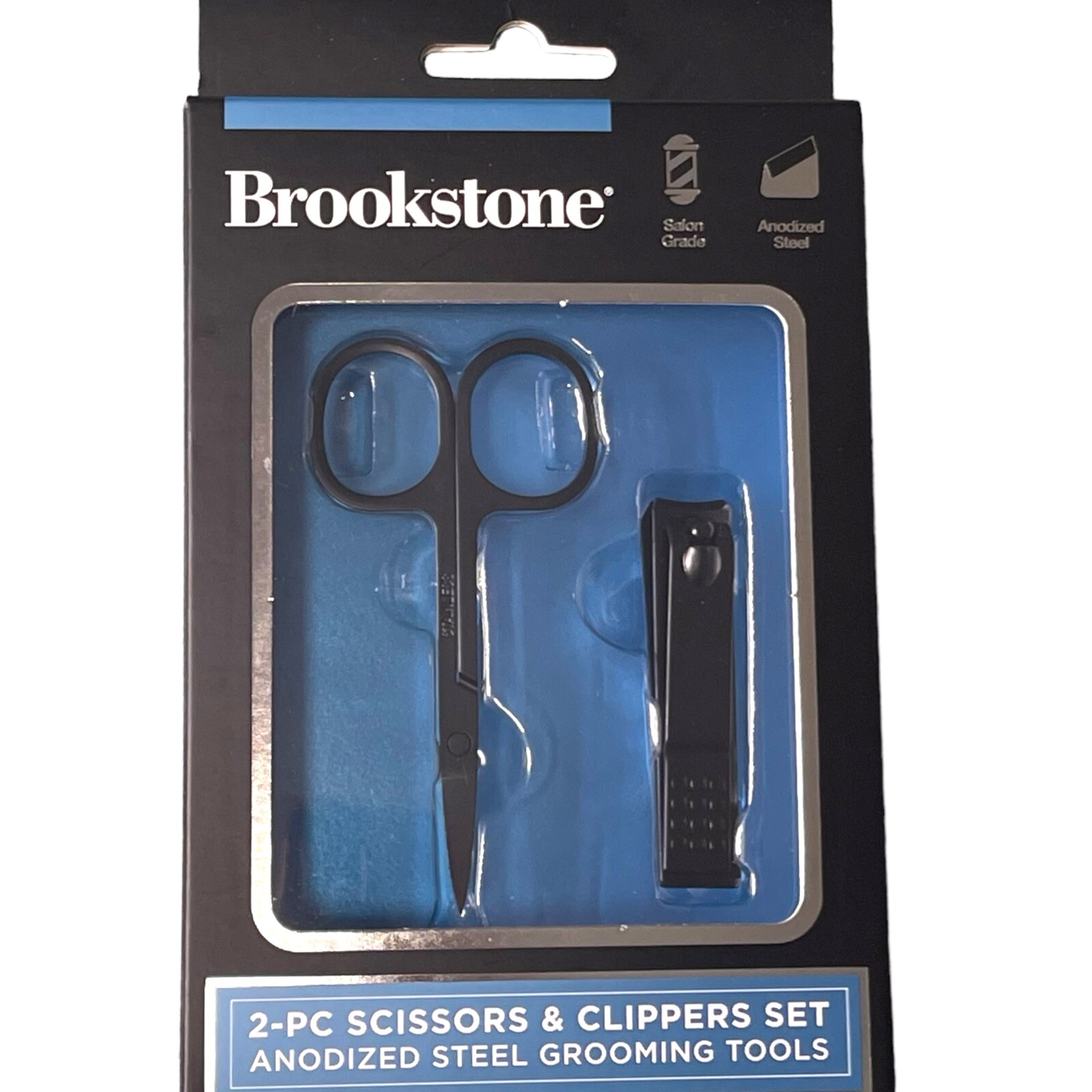 Brookstone NEW 2-PC Scissors & Clippers Set Anodized Steel Grooming ...