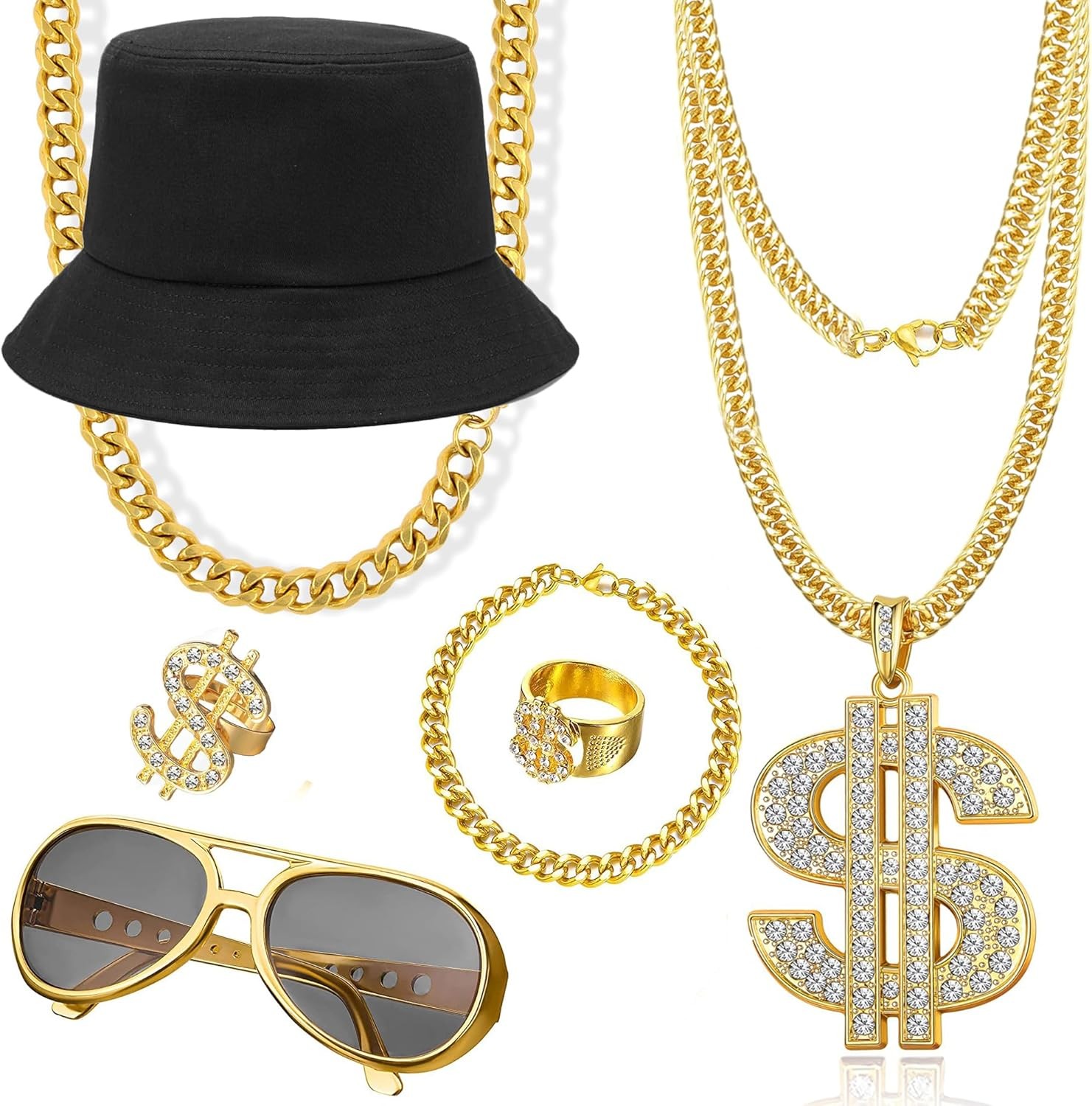 90s Hip Hop 80s Costumes Kit for Men Rapper Party Out… - Gem