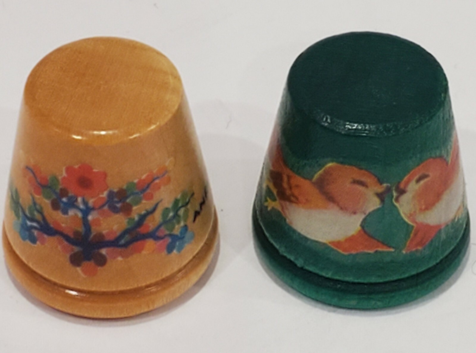 Lot of 2 Vintage ANRI Wooden Hand-Painted Signed Thimbles | eBay