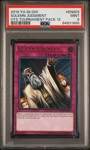 2019 YUGIOH OP12-EN003 SOLEMN JUDGMENT ULTIMATE RARE HOLO PSA 9 MINT ...