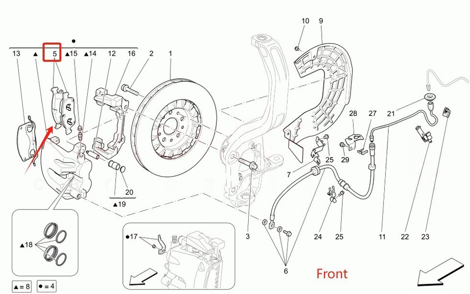 Genuine Front Brake Pads Set for Maserati Levante (2017+) 673011564 / ...