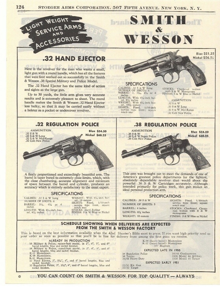 1951 Smith & Wesson .38 Terrier & .32 Hand Ejector Double Sided ...