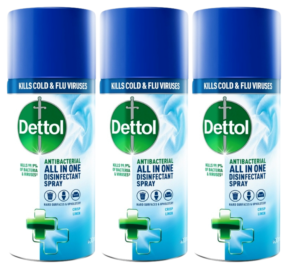 Dettol Disinfectant All In One Spray Crisp Linen Kills 99.9% Bacteria ...