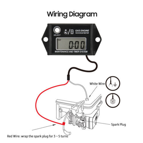 1Pcs Tiny Tach Digital Hour Meter/Tachometer for Marine Spark Mower ...