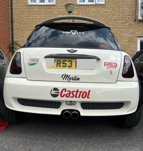 MINI JCW JOHN WORKS AERO REAR BUMPER GRILL STICKER DECAL R50 R52 R53 ...