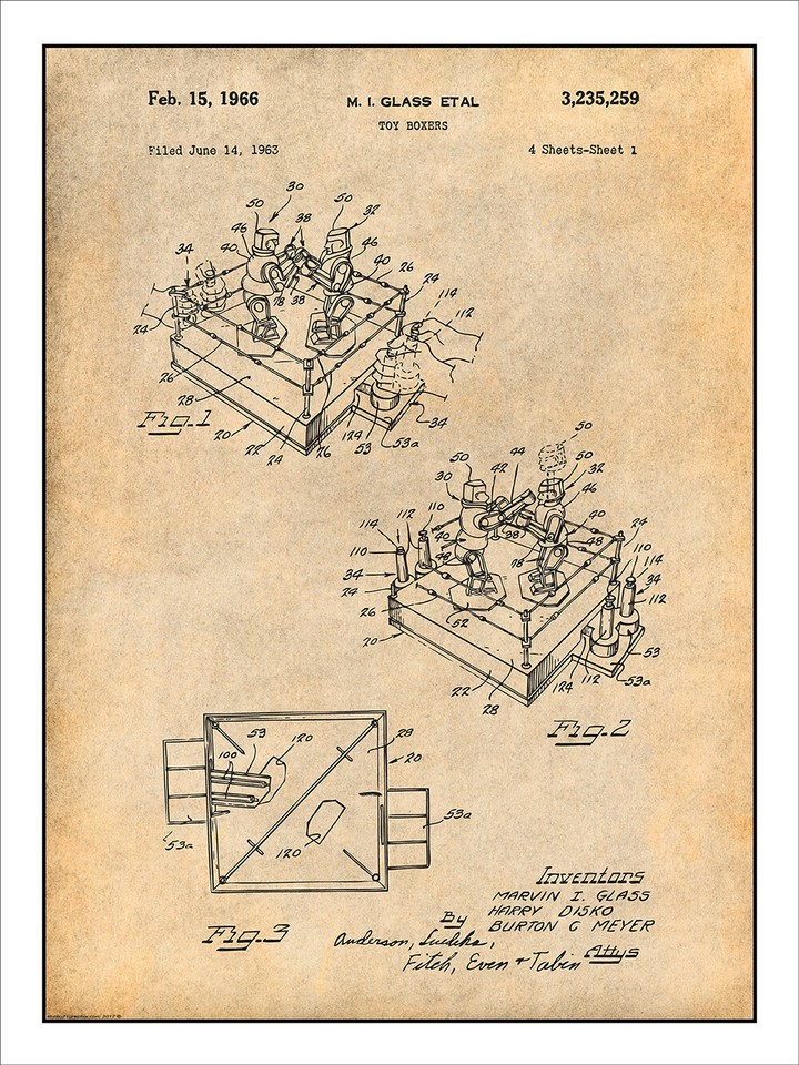 Rock Em Sock Em Robots Boxing Game Patent Print Art Drawing Poster | eBay