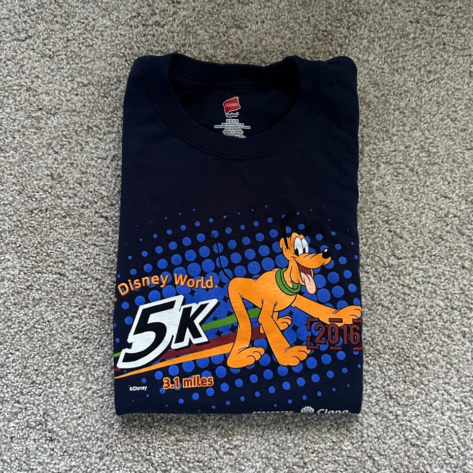 Walt Disney World 2016 Pluto 5K 3.1 Mile Race T-Shirt Navy Blue Unisex ...