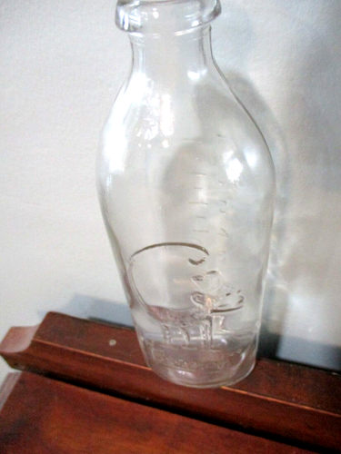 3 Cent Store Bottle 1028-5 B 47 clear glass embossed quart milk bottle ...
