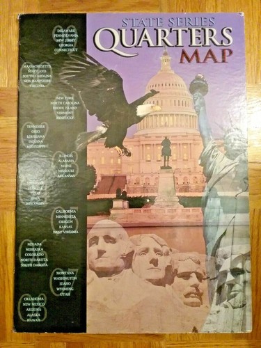 Fifty State Series Quarters Collector's Map H.E. Harris & Co COMPLETE ...