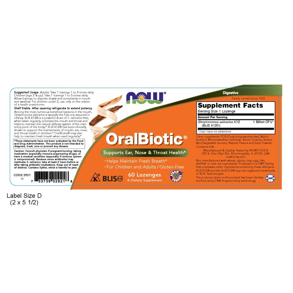 NOW Foods OralBiotic, 60 Lozenges | eBay