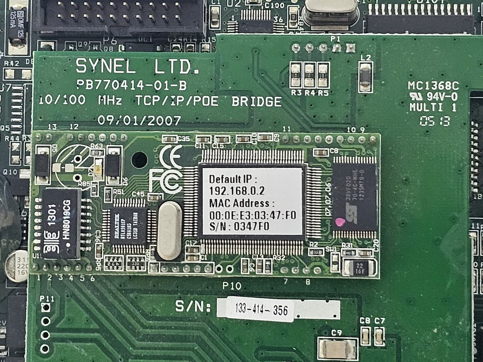 Synel LTD PB770888-01-D Access Control Main Board w/ PB770414-01-B TCP ...