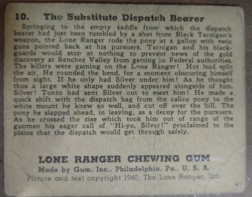 Original Lone Ranger Trading Card #10 The Substitute Dispatch Bearer | eBay