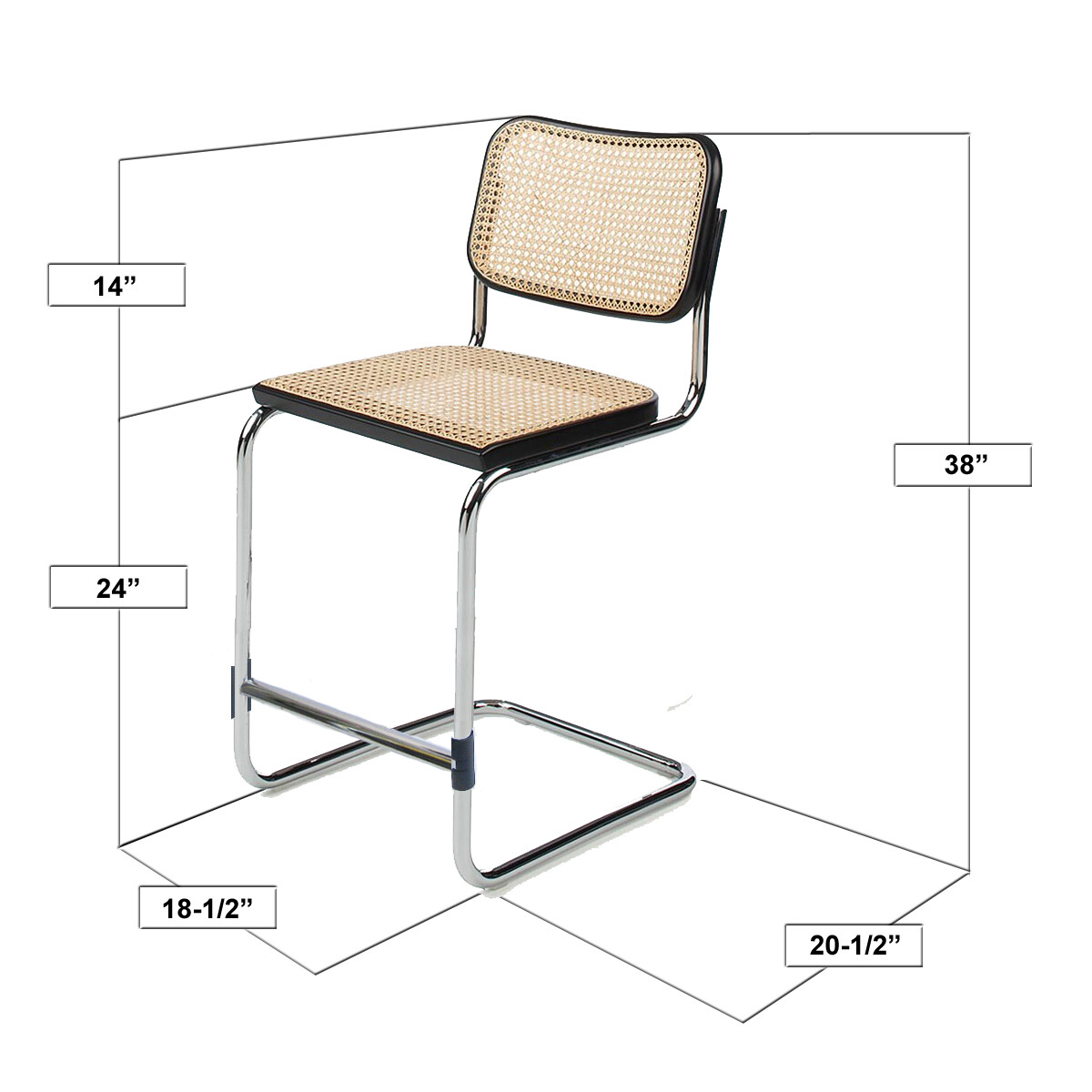 Marcel Breuer Cesca 24" Counter / 28" Bar Stool w/ Chrome Frame Cane ...