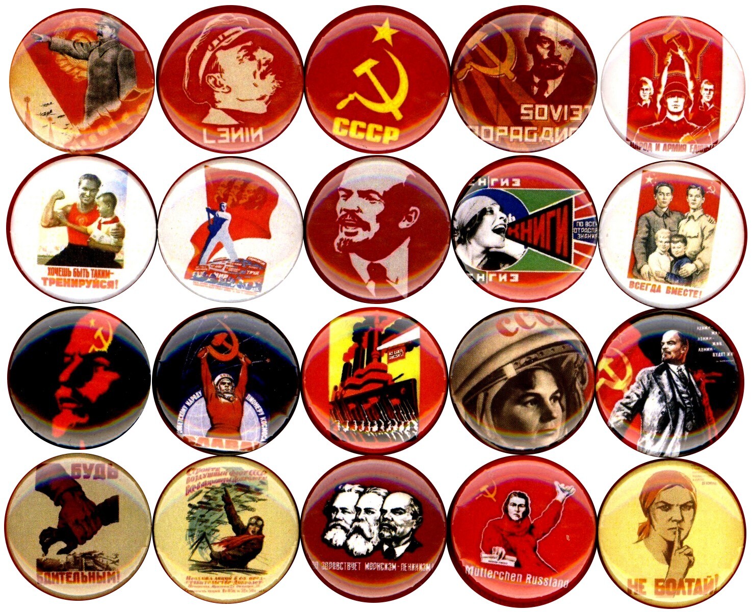 Communist Propaganda x 20 New 1" inch (25mm) Button pin Badge Soviet ...