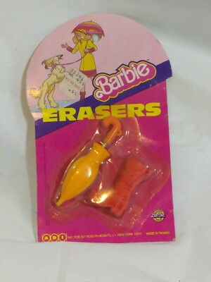 ADI, Rare 1983, Barbie,Eraser, Fashion NEW Old Stock umbrella and boot ...