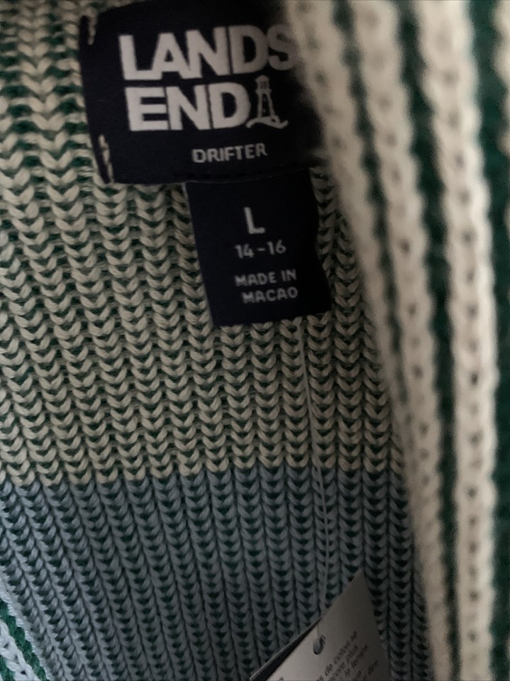 LANDS' END Women L/P 14-16 Colorful Stripe Drifter Shaker Open Cardigan ...