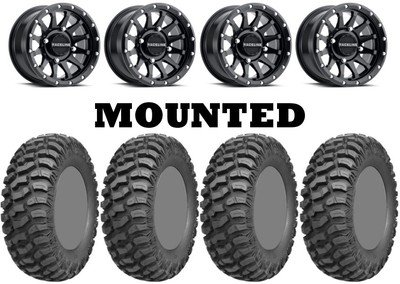 Kit 4 AMS M1 Evil Tires 30x10-15 on Raceline Trophy Matte Black Wheels ...