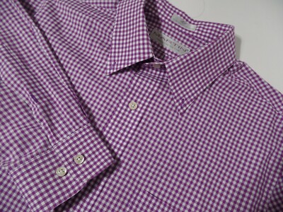 NEW Martin Button Down Shirt Gingham Pattern Purple/White Large ...